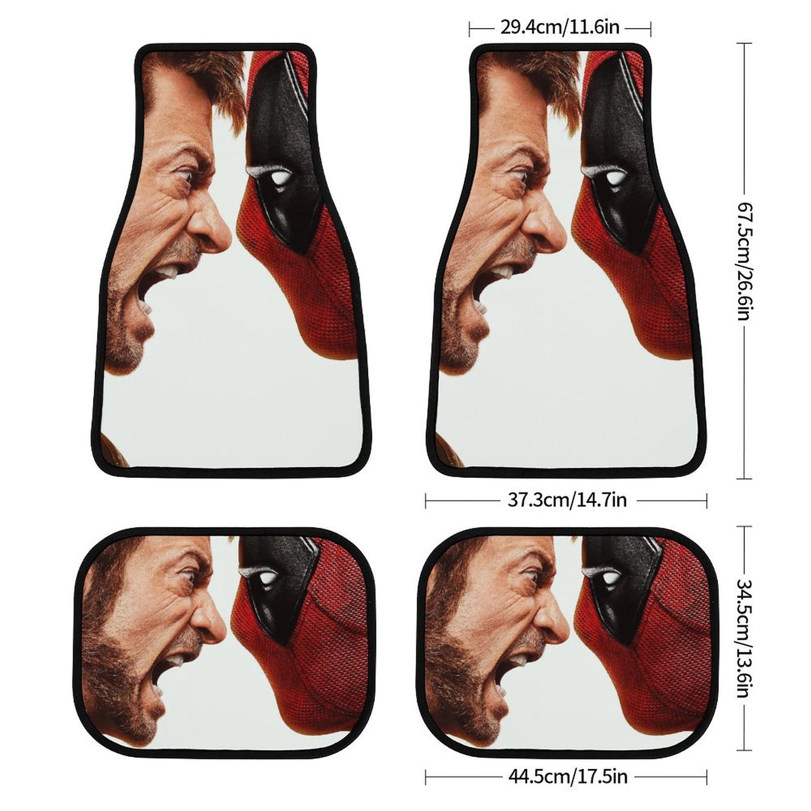 Deadpool & Wolverine 4-Piece Car Floor Mats with Anti-Slip PVC Heel Pad ...