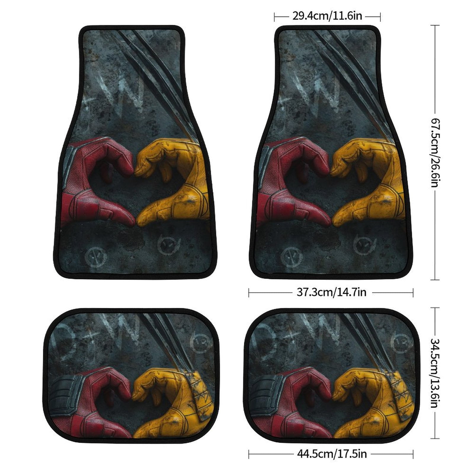 Deadpool & Wolverine 4-Piece Car Floor Mats with Anti-Slip PVC Heel Pad ...