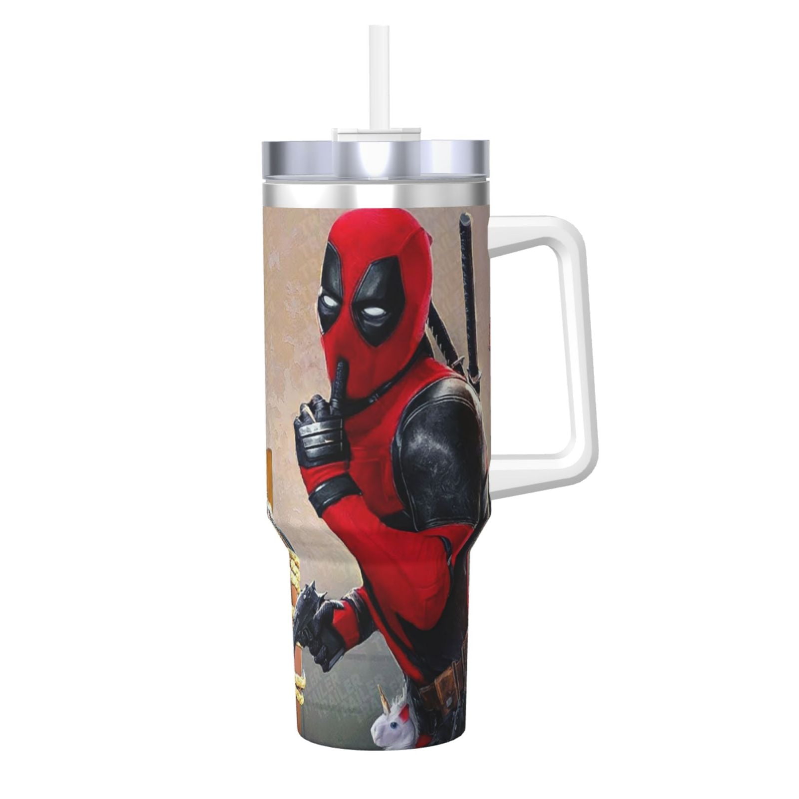 Deadpool & Wolverine 40 oz Tumbler With Handle and Straw, Stainless ...