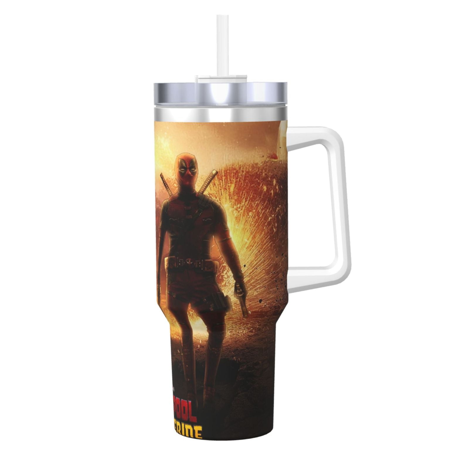 Deadpool & Wolverine 40 oz Tumbler With Handle and Straw, Stainless ...