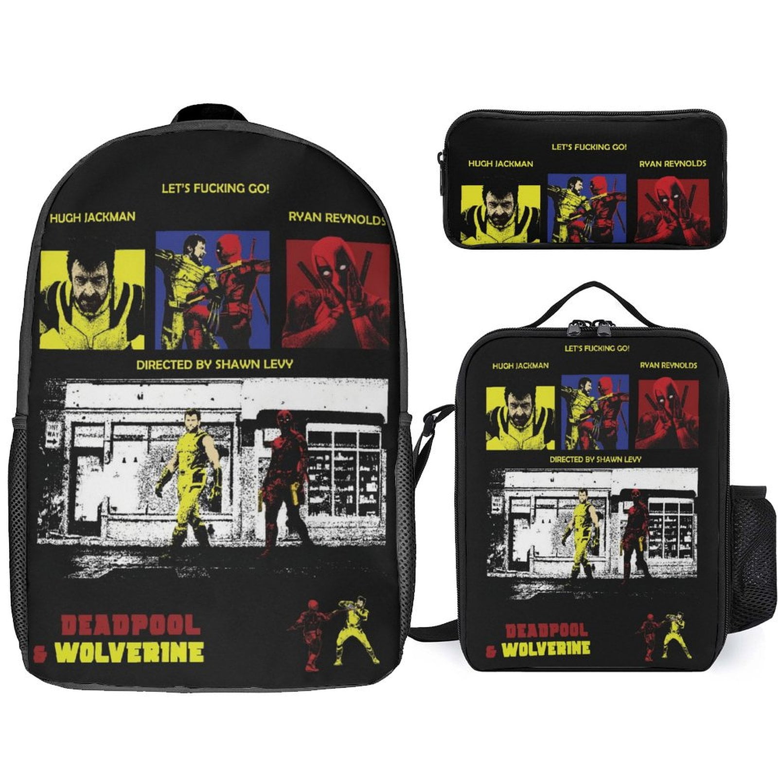 Deadpool Wolverine Anime Print School Bag 3 Pcs Set, Backpack, Lunch ...
