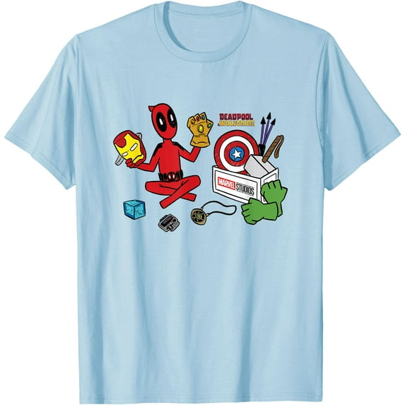 Deadpool & Wolverine Avengers Tool Box Sketch Icons DTG Print Unisex T ...