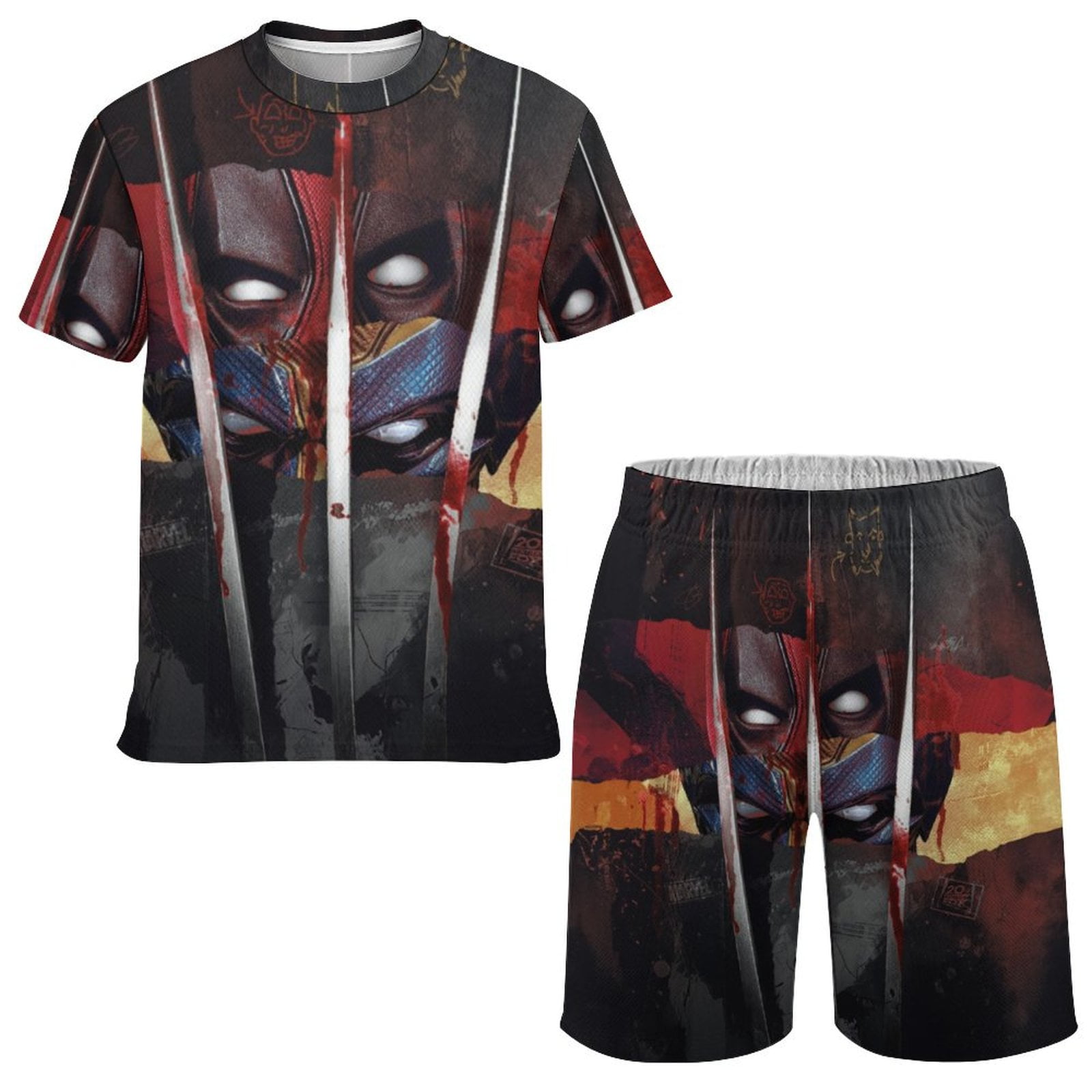 Deadpool & Wolverine Boys Girls Short Sleeve Mesh T-Shirt And Shorts ...
