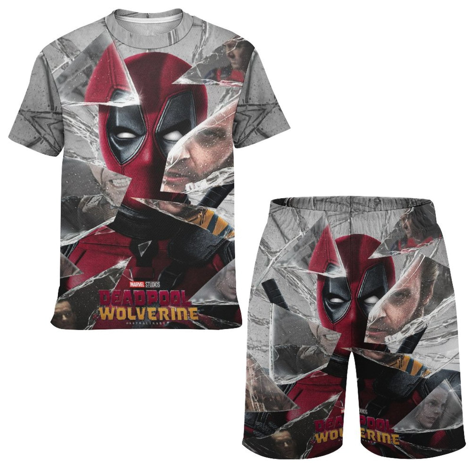 Deadpool & Wolverine Boys Girls Short Sleeve Mesh T-Shirt And Shorts ...