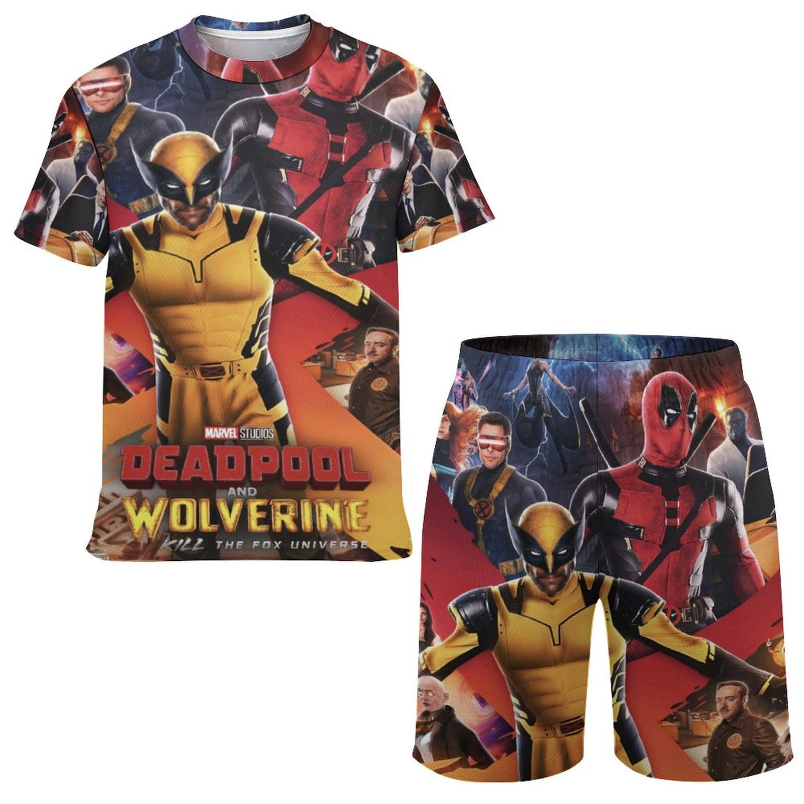 Deadpool & Wolverine Boys Short Sleeve T-Shirt And Mesh Shorts Outfit ...