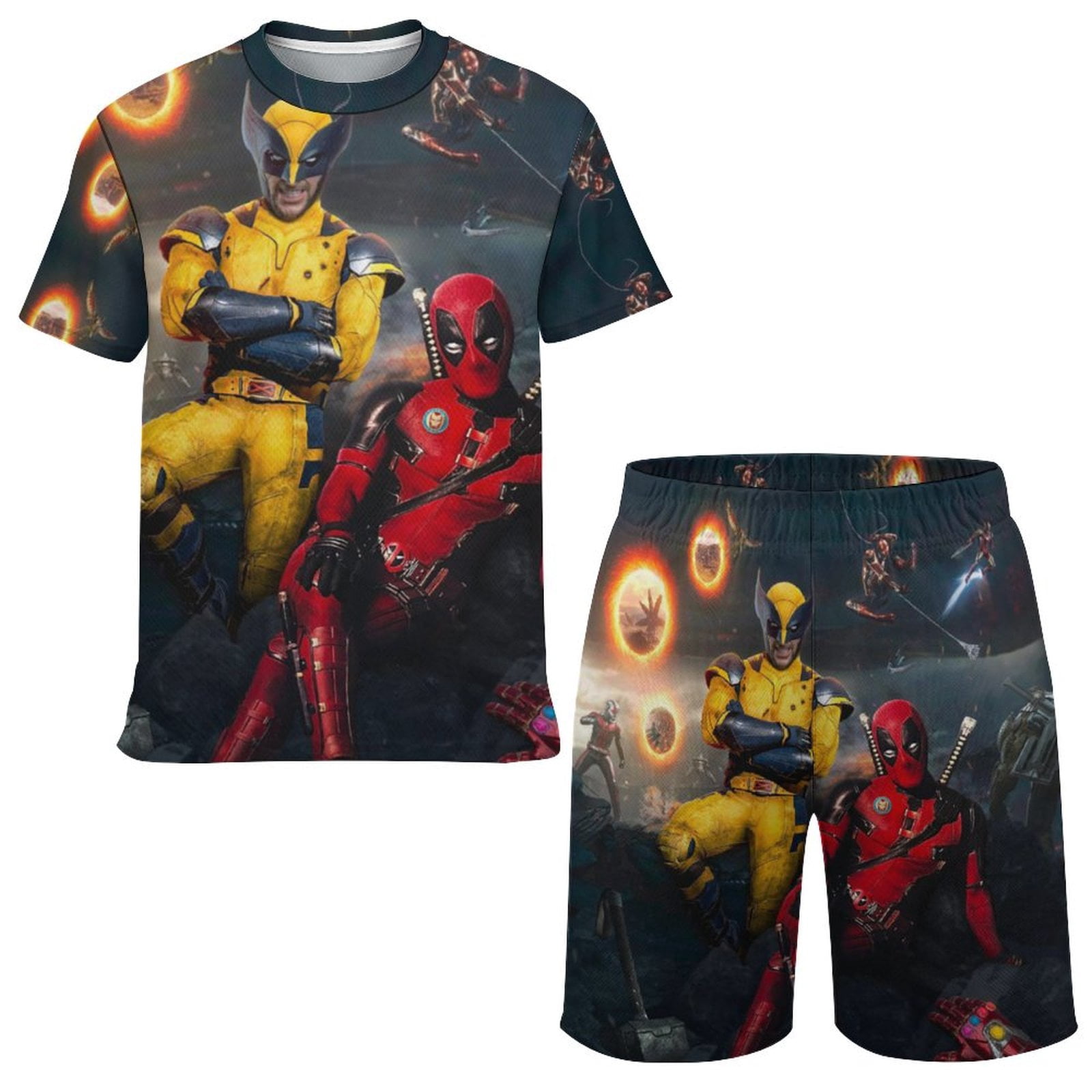 Deadpool & Wolverine Boys Short Sleeve T-Shirt And Mesh Shorts Outfit ...