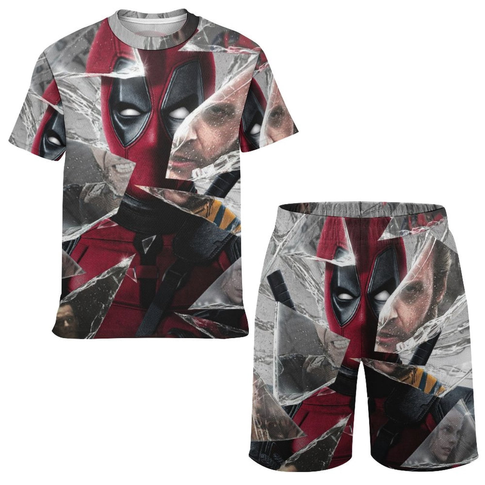Deadpool & Wolverine Boys Short Sleeve T-Shirt And Mesh Shorts Outfit ...