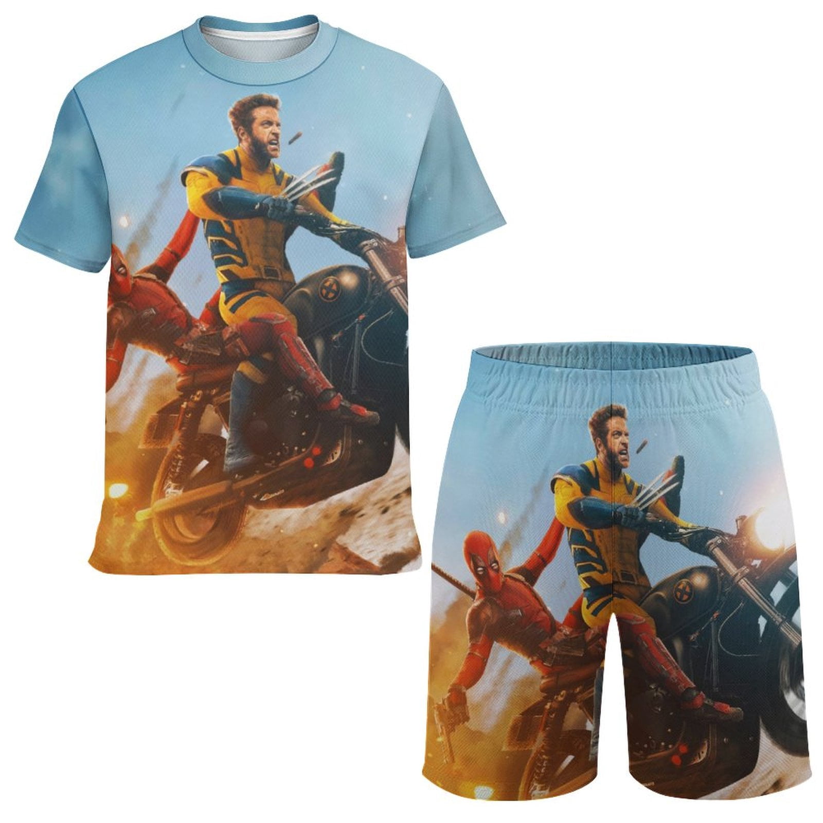 Deadpool & Wolverine Boys Short Sleeve T-Shirt And Mesh Shorts Outfit ...