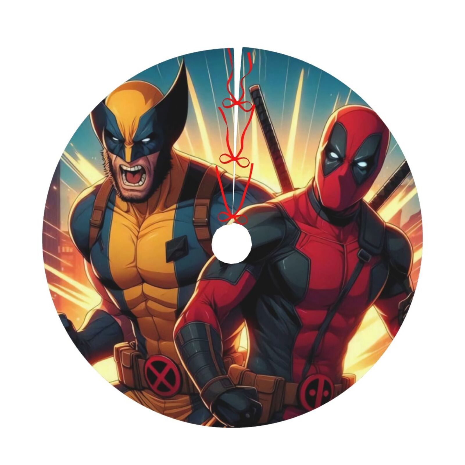 Deadpool & Wolverine Christmas Tree Skirt Xmas Tree Mat Christmas Tree ...