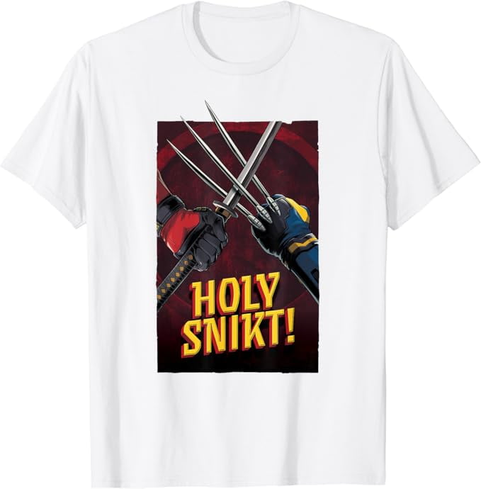 Deadpool & Wolverine Claws Sword Holy Snikt! T-Shirt, Funny Comic Shirt ...