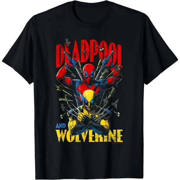 Deadpool & Wolverine Iconic Buds Retro Big Poster DTG Print Unisex T ...