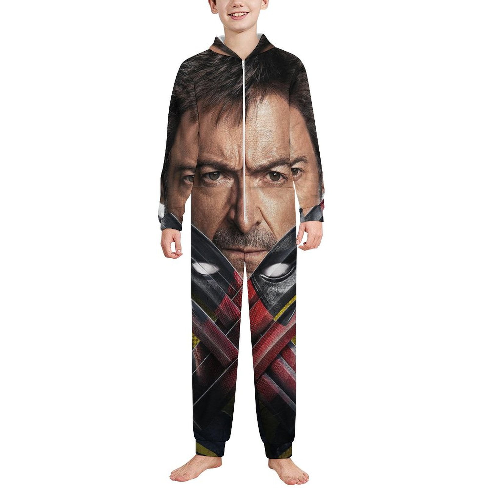 Deadpool & Wolverine Kids Pajamas One Piece Hooded Union Suit Onesie ...