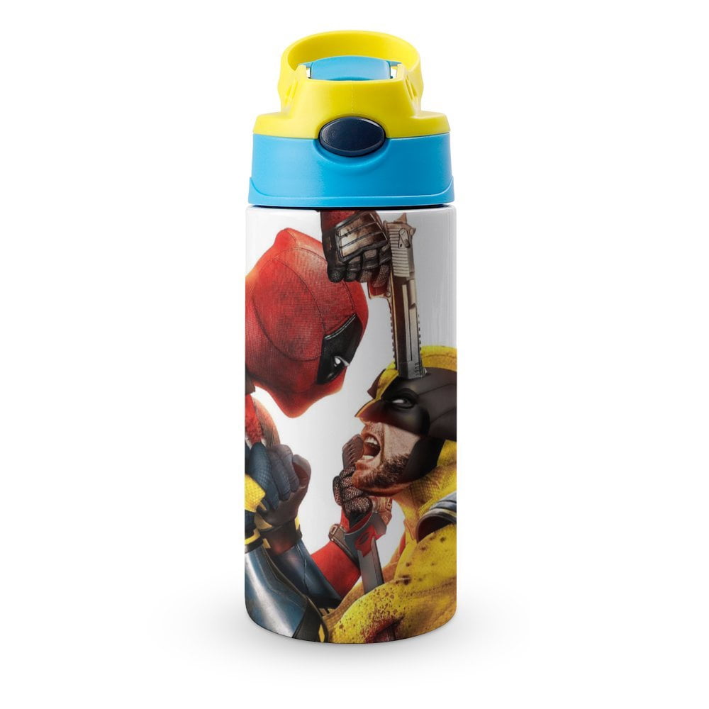 Deadpool & Wolverine Kids Straw Water Bottle, Stainless Steel Vacuum ...