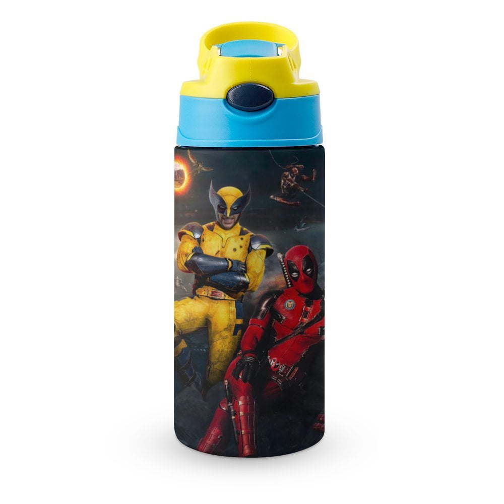 Deadpool & Wolverine Kids Straw Water Bottle, Stainless Steel Vacuum ...