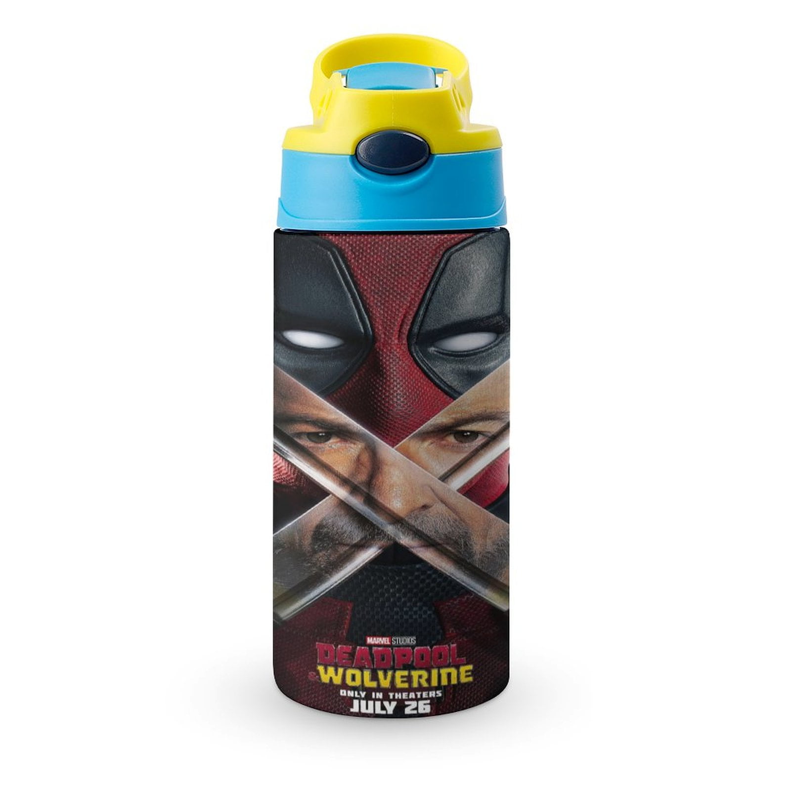Deadpool & Wolverine Kids Water Bottle with Silicone Straw And Spill ...