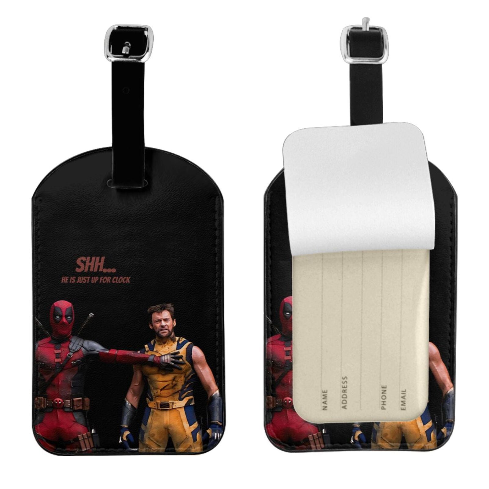 Deadpool Wolverine Leather luggage tags hang tags suitcases office work ...