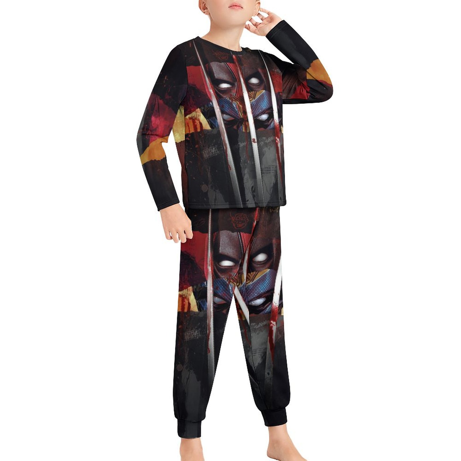 Deadpool & Wolverine Little Big Boys Girls Pajamas Set Long Sleeve Kids ...