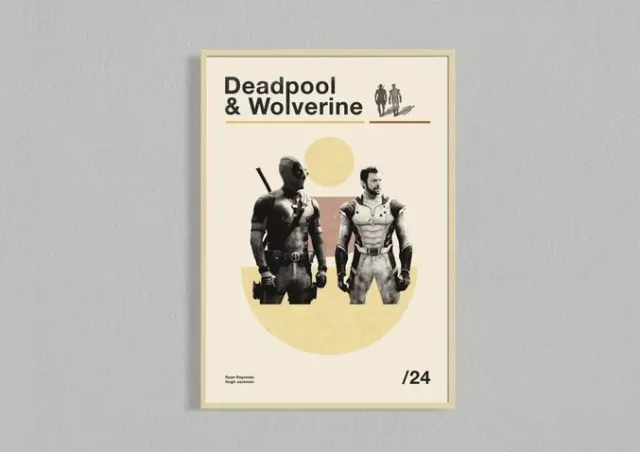 Deadpool & Wolverine Mid Century Movie Poster Film Posters NO FRAMED ...