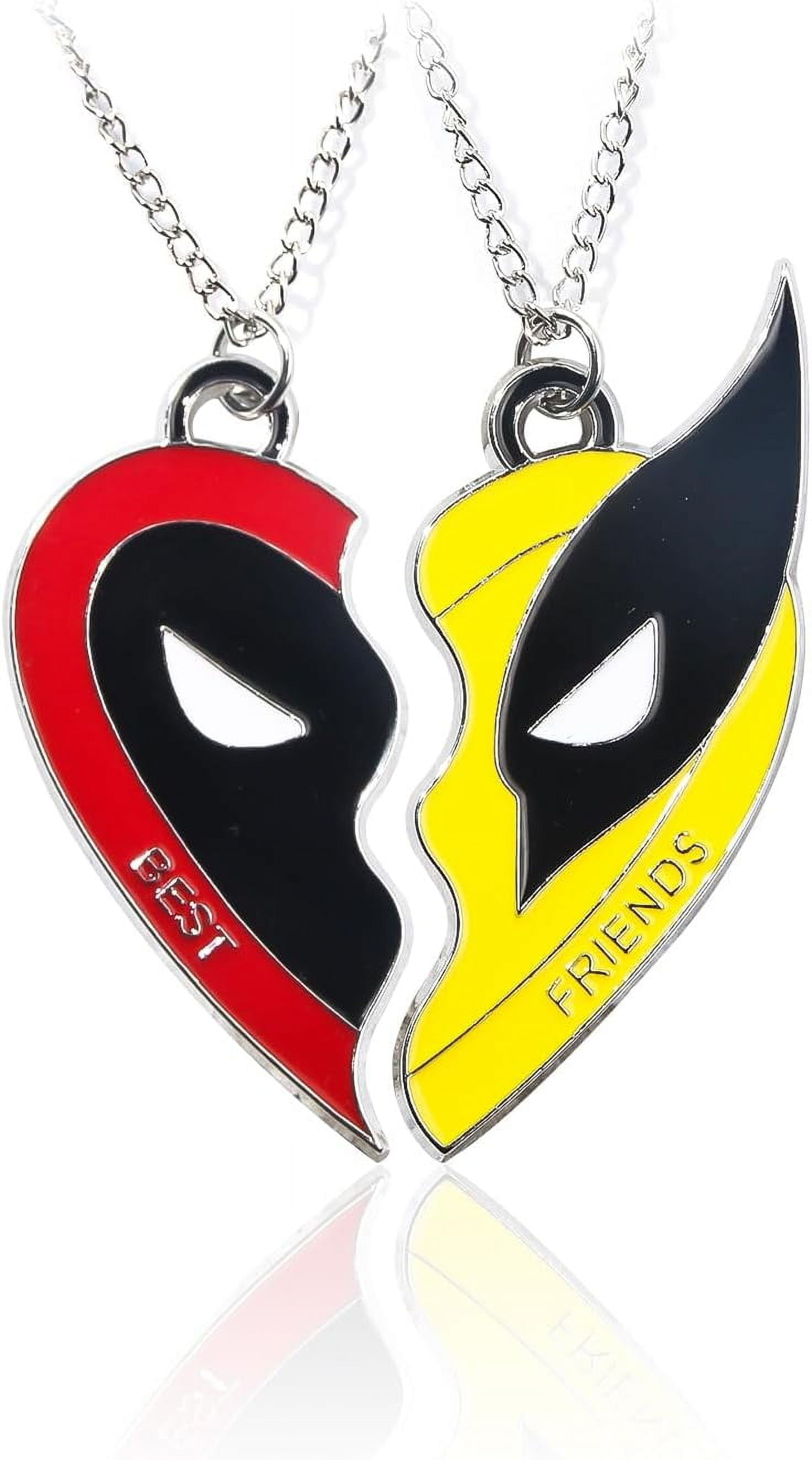Deadpool and Wolverine Necklace for Men, Best Friend Heart Pendant ...