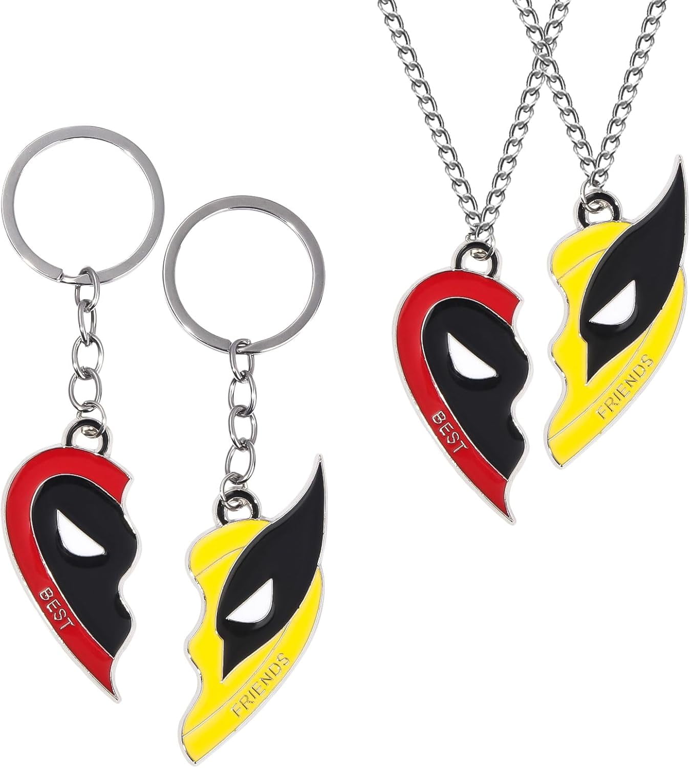 Deadpool and Wolverine Necklace for Men, Best Friend Heart Pendant ...