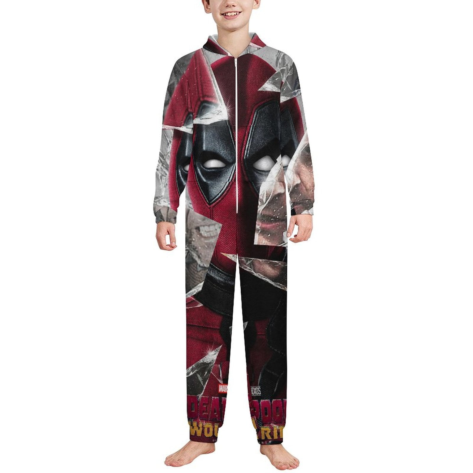 Deadpool & Wolverine Pajamas One Piece Hooded Union Suit Onesie PJs ...