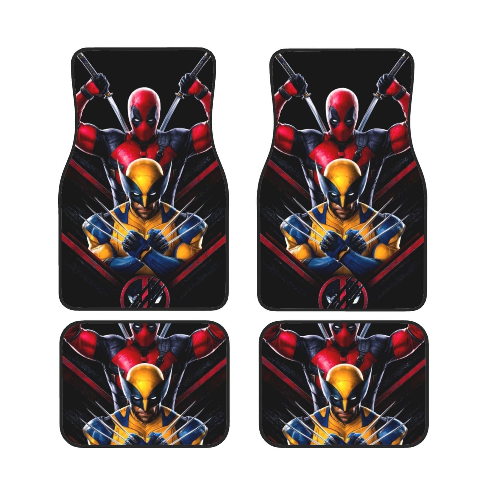 Deadpool Wolverine Set Of 4 Universal Front And Rear Floor Mats With ...