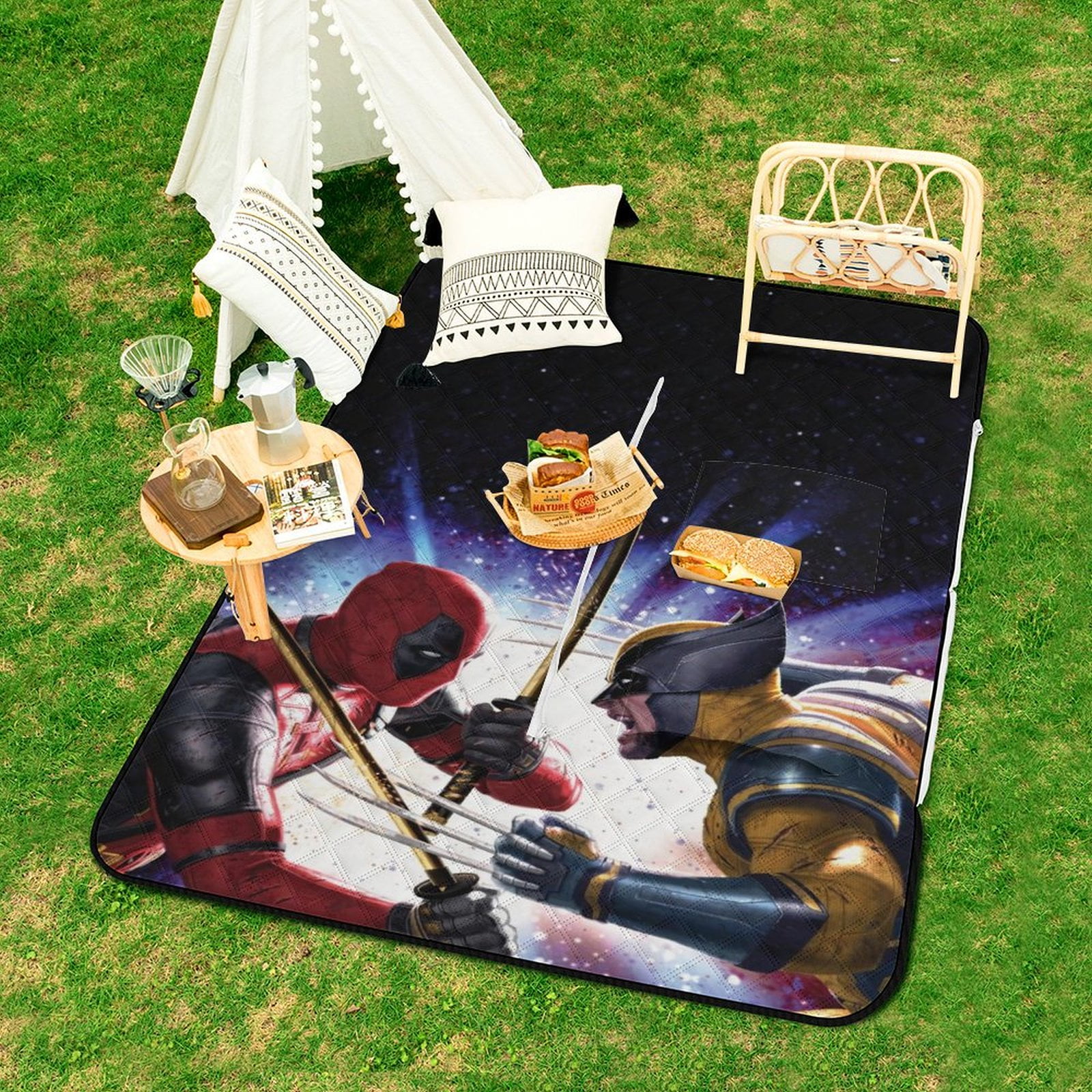 Deadpool And Wolverine Showdown Picnic Blankets 59"x39" Extra Large ...