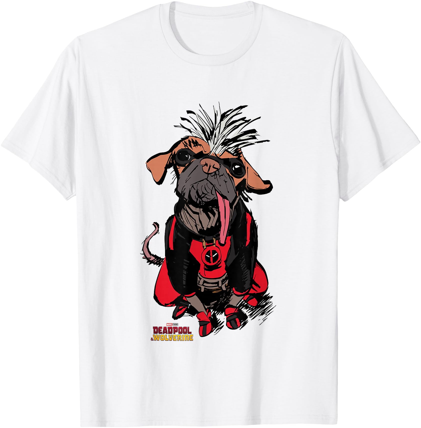 Deadpool & Wolverine Sketchy Dogpool Comic Portrait DTG Print Unisex T ...