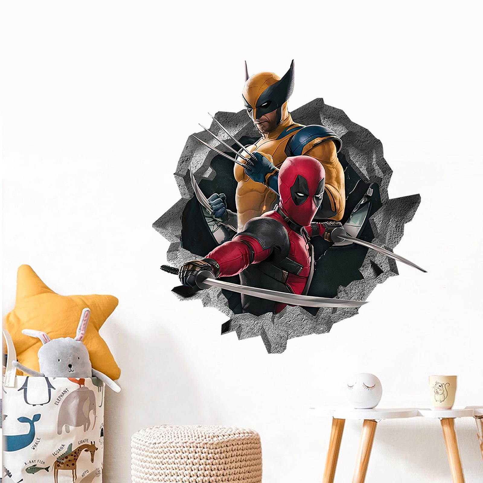 Deadpool & Wolverine Theme 3D Wall Decals, Bedroom、Living Room、and ...