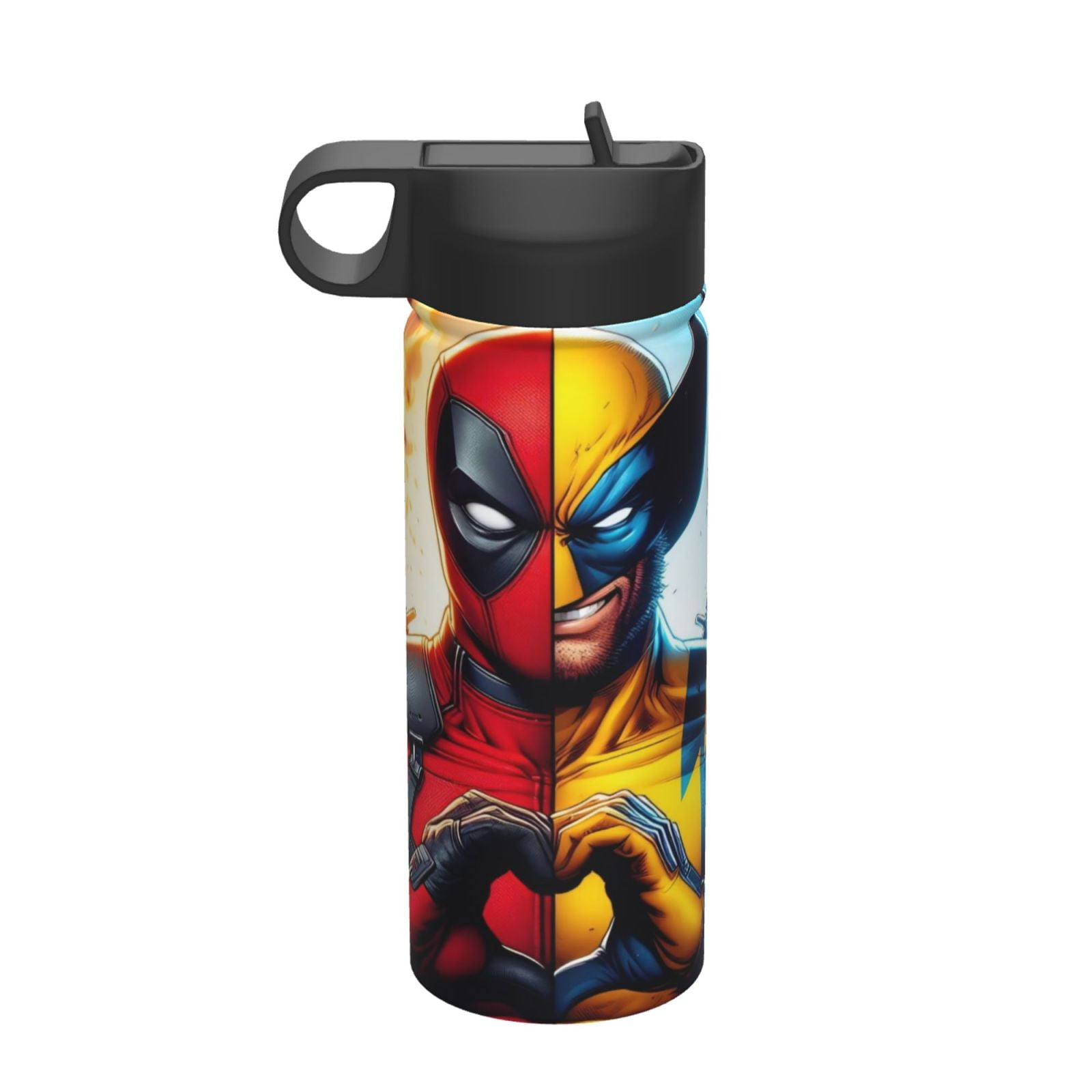 Deadpool Wolverine Water Bottle with Straw Lid 18 Oz Stainless Steel ...