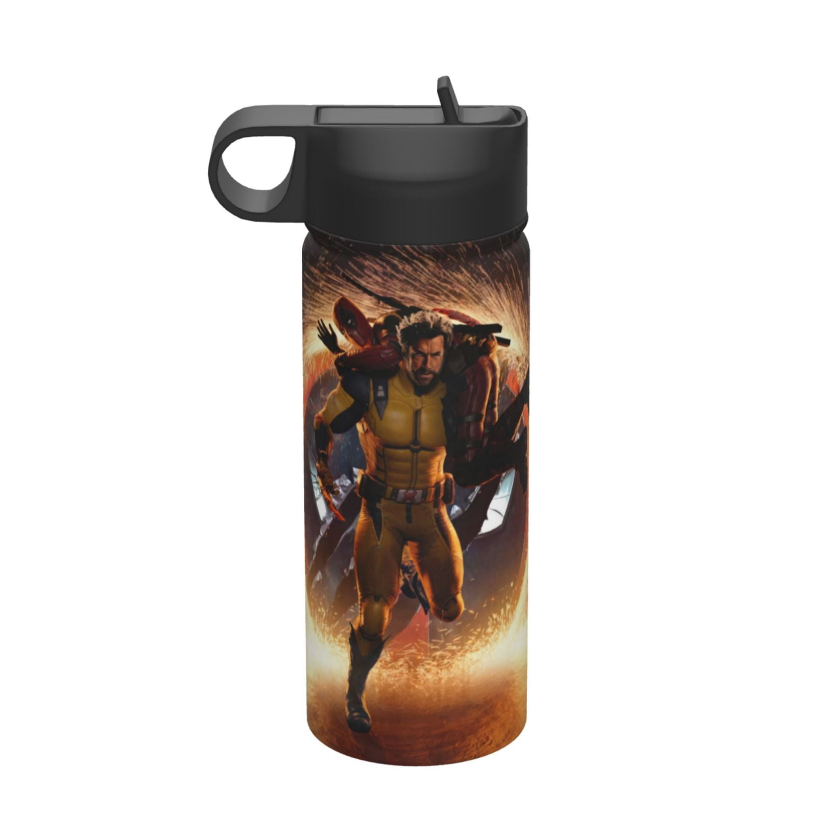Deadpool Wolverine Water Bottle with Straw Lid 18 Oz Stainless Steel ...