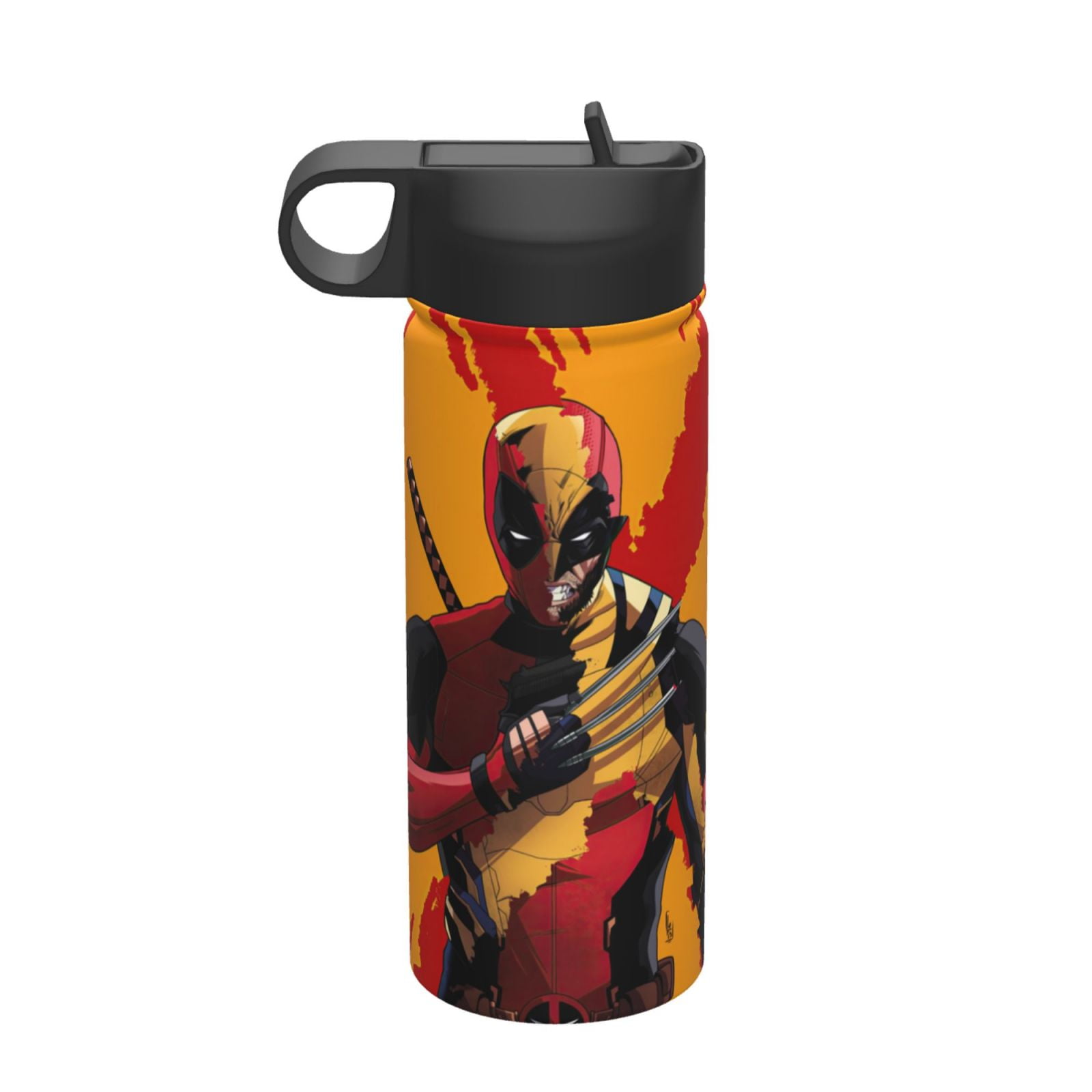 Deadpool Wolverine Water Bottle with Straw Lid 18 Oz Stainless Steel ...
