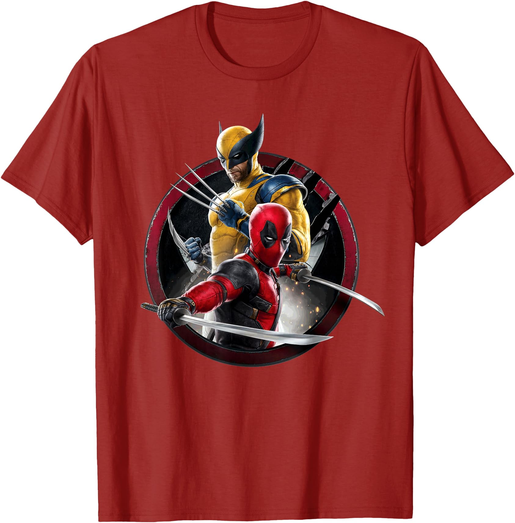 Deadpool & Wolverine with Claw-Slashed Icon DTG Print Unisex T-Shirt ...