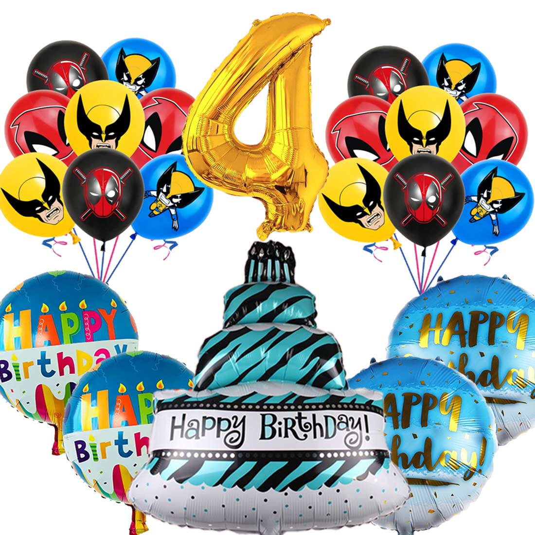 Deadpool and Wolverine Balloons Party Supplies 4th Big Number ...