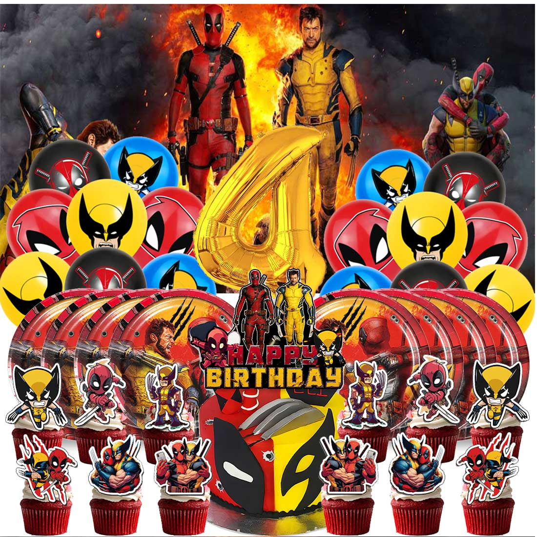 Deadpool and Wolverine Balloons Party Supplies 4th Decor Tableware ...