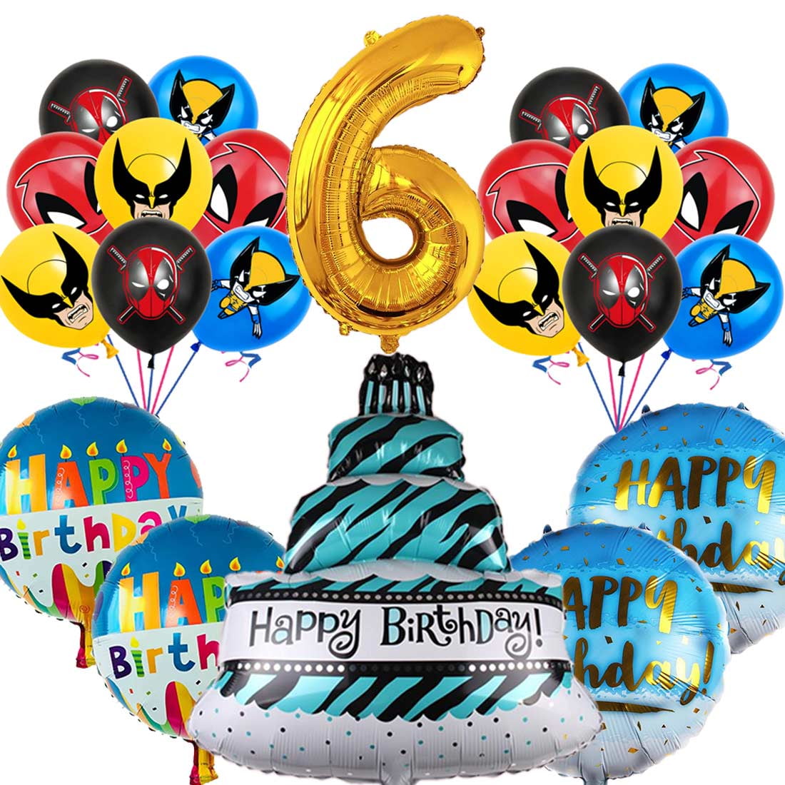 Deadpool and Wolverine Balloons Party Supplies 6th Big Number ...