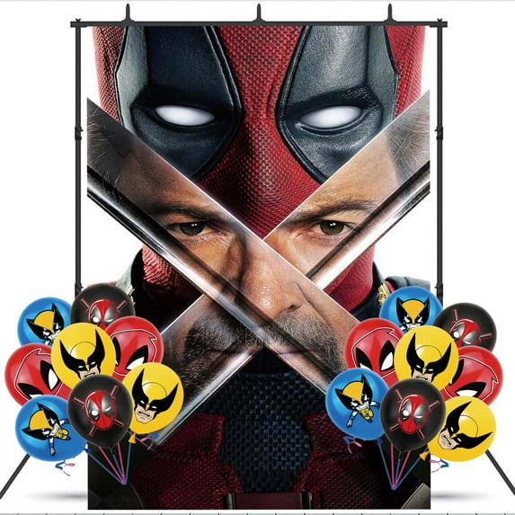 Deadpool and Wolverine Balloons Taspestry Backdrop Banner Wall Decor ...