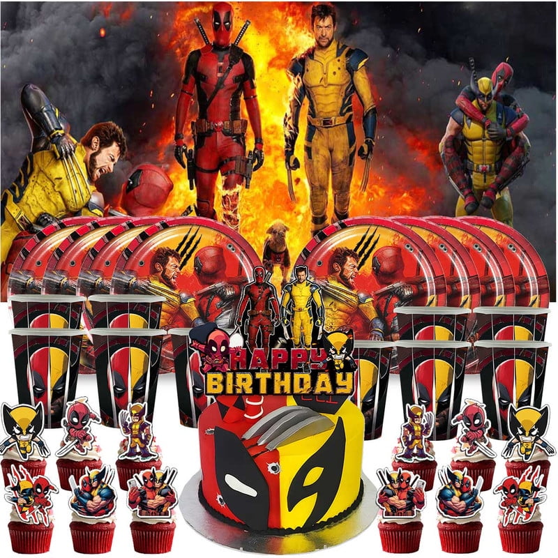 Deadpool and Wolverine Birthday Cups Party Supplies Decor Backdrop ...