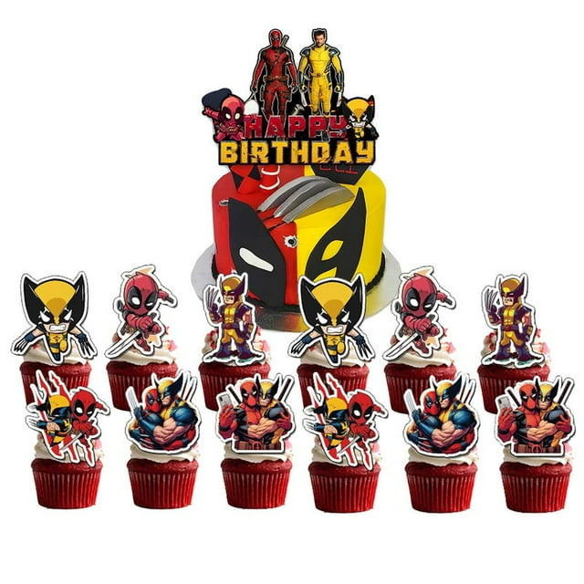 Deadpool and Wolverine Cake Topper CupcakeS Set Birthday Party Supplies ...