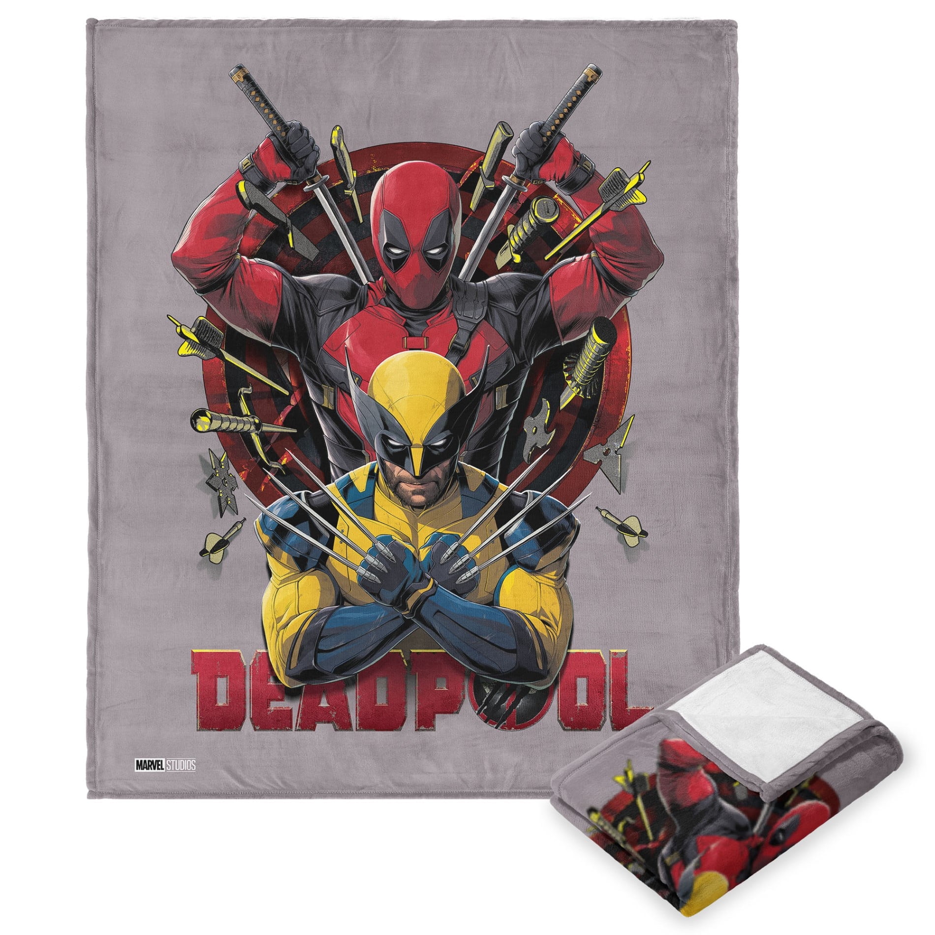 Deadpool and Wolverine Marvel Studios Dead Serious Silk Throw Blanket ...