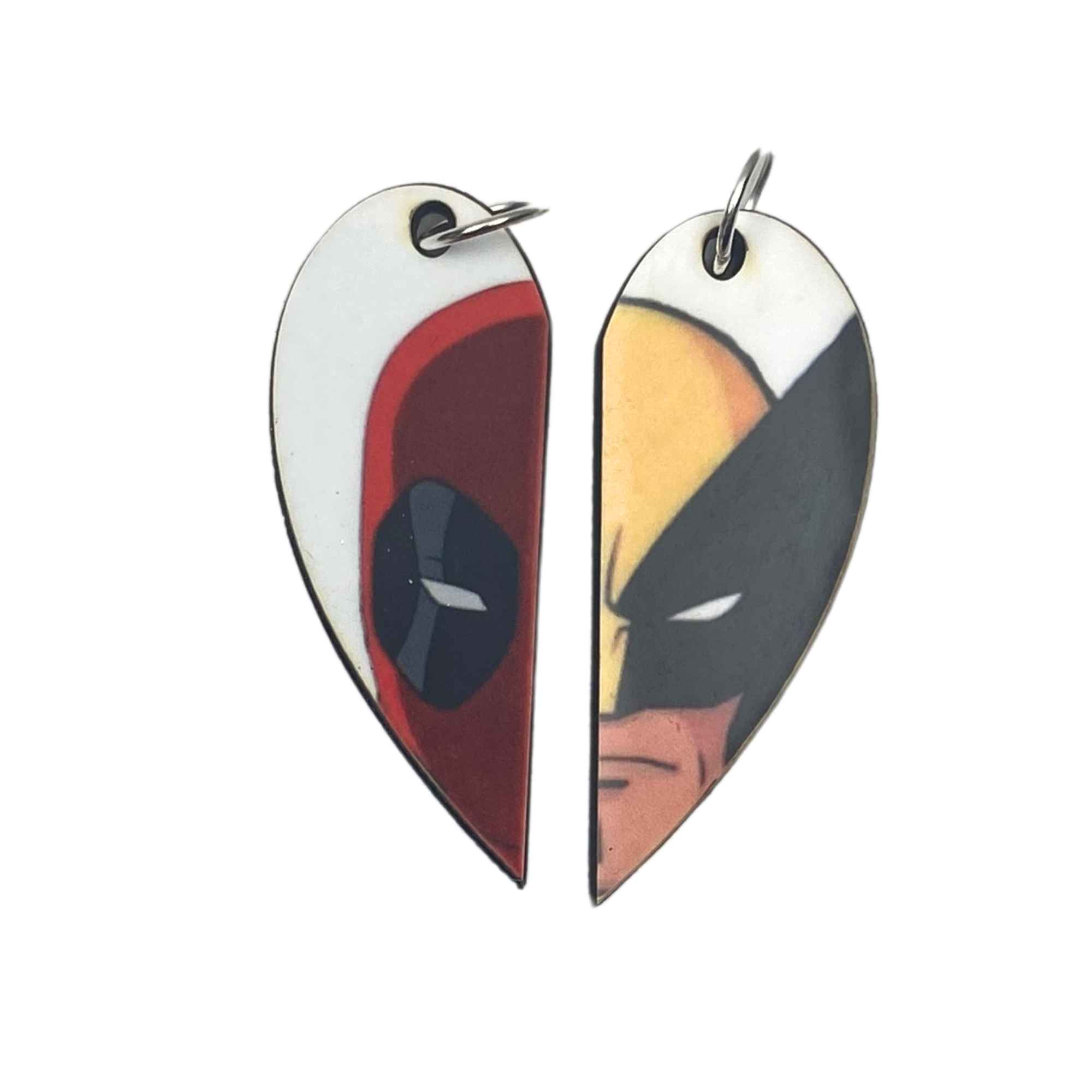 Deadpool and Wolverine Matching Heart Necklaces or Keyrings | BFF or ...