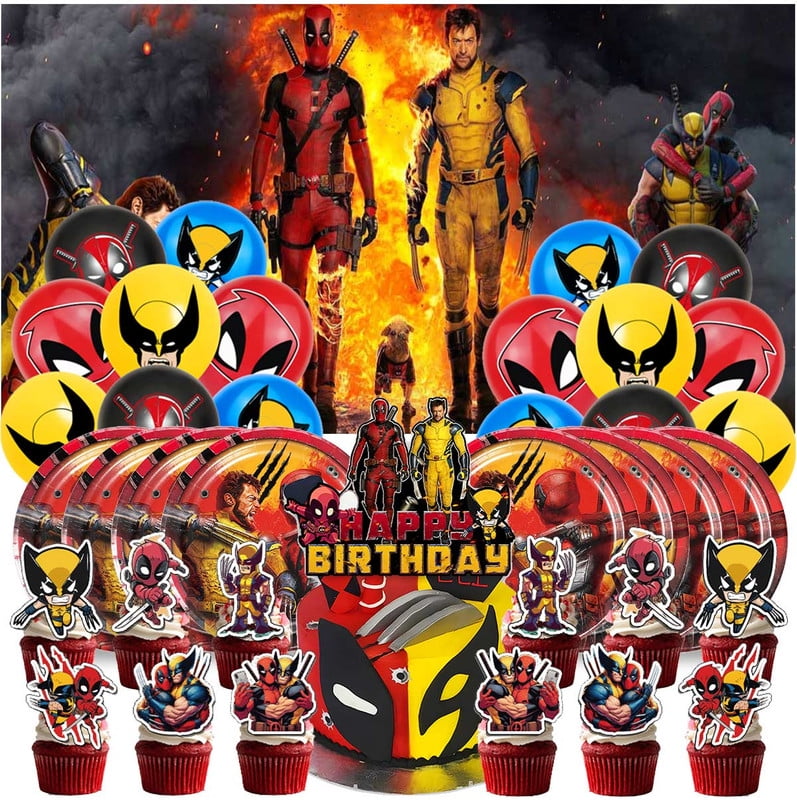 Deadpool and Wolverine Party Decor Plates Cake Topper Balloons Supplies ...