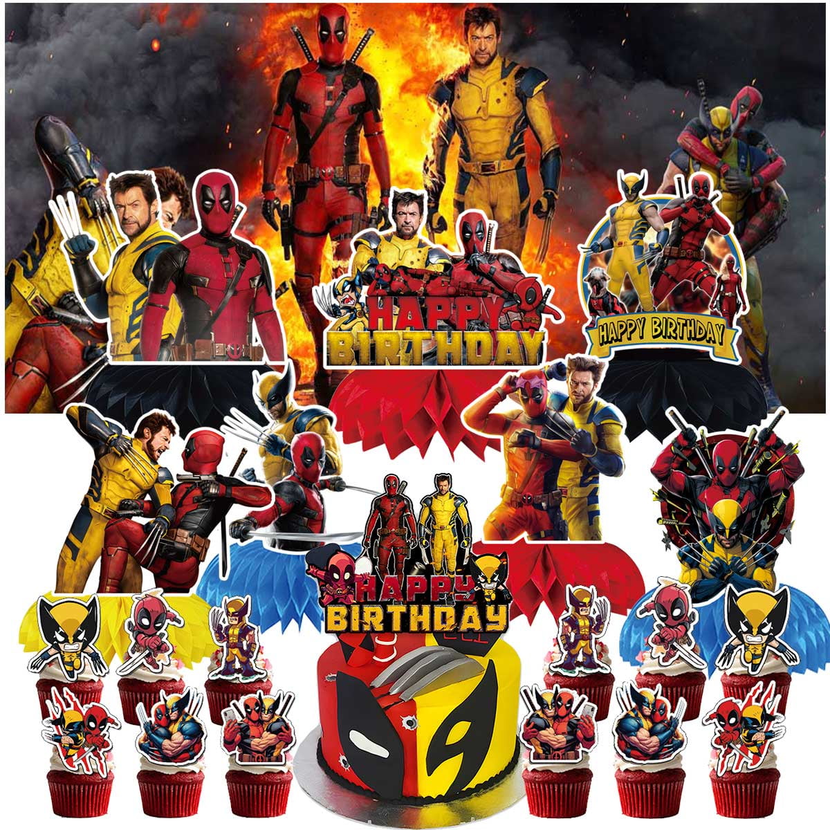 Deadpool and Wolverine Party Decorations Decor Supplies Honeycomb ...
