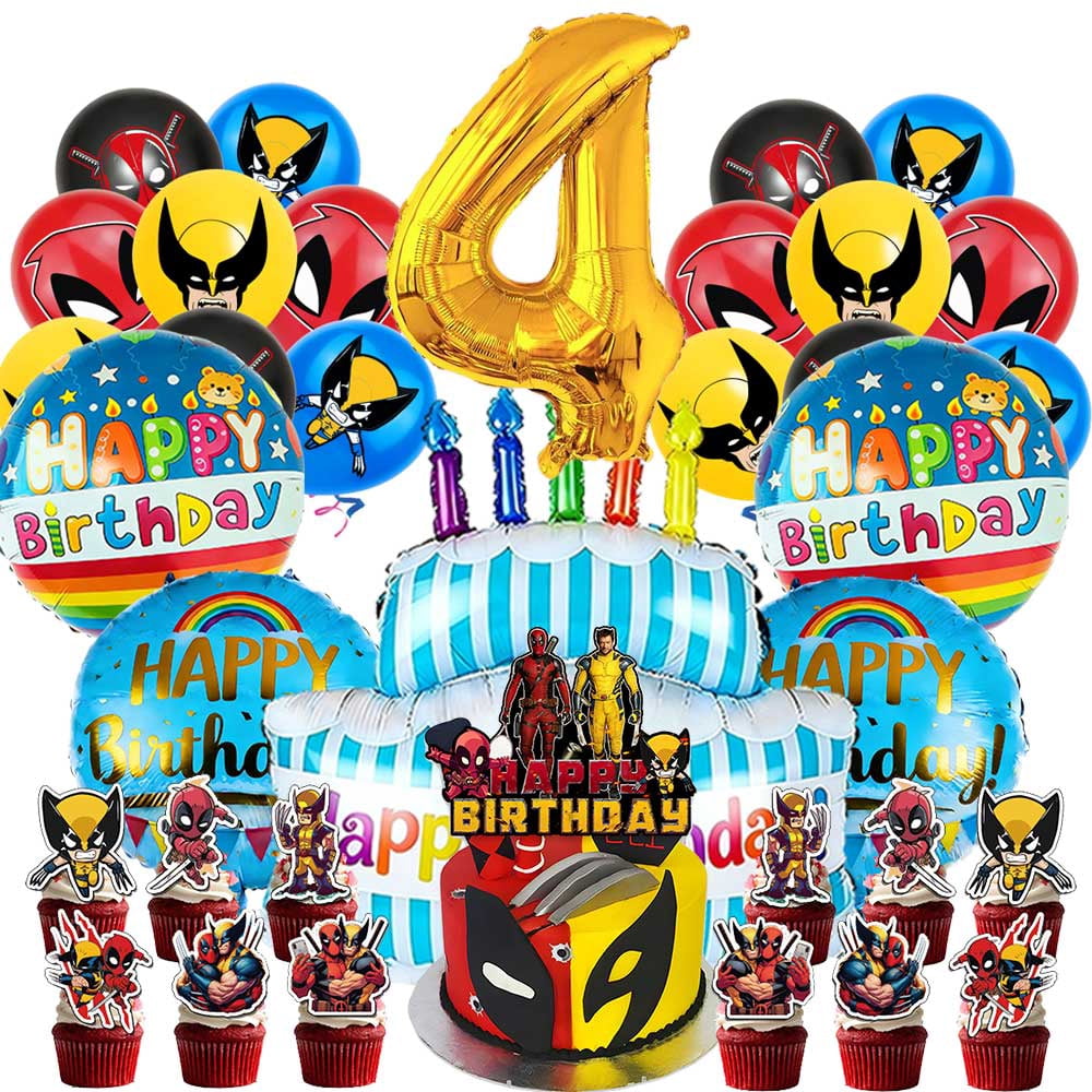 Deadpool and Wolverine Party Supplies 4th Decor Kit Balloons Birthday ...