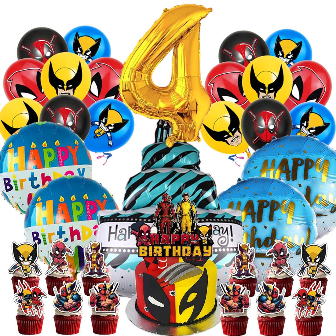 Deadpool and Wolverine Party Supplies 4th Decor Kit Balloons Birthday ...