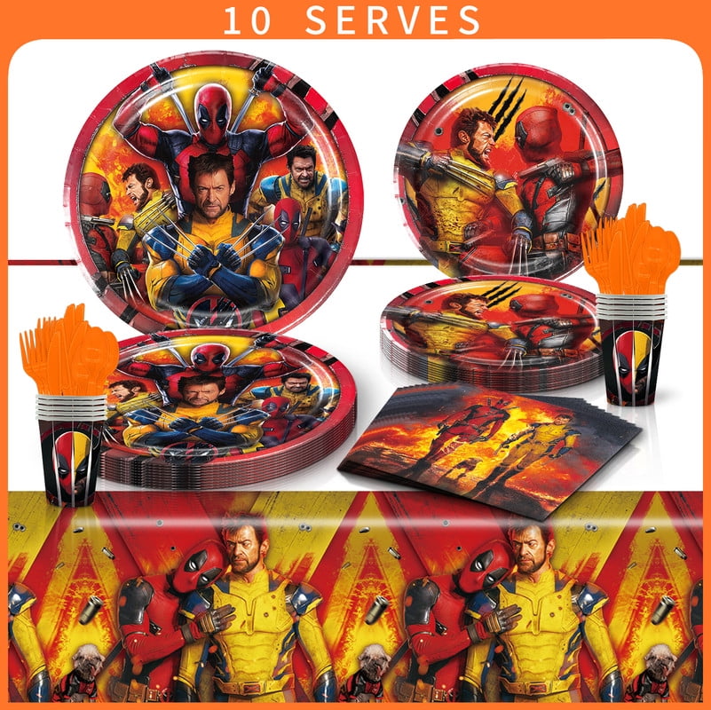 Deadpool and Wolverine Party Tableware Set Plates Cup Kit Birthday ...