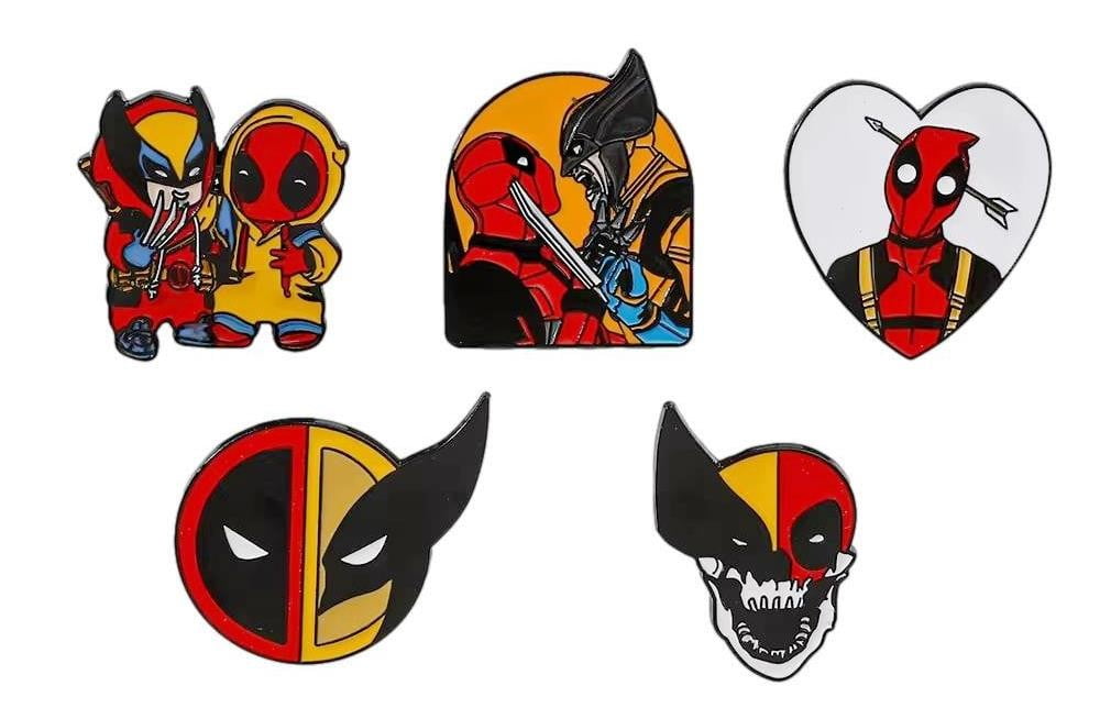 Deadpool and Wolverine Pin Set of 5 Enamel Metal Finish Pins - Walmart.com