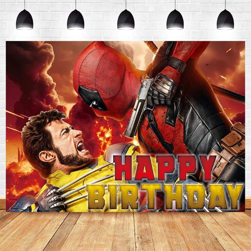 Deadpool and Wolverine Theme Birthday Flag Background Banner Children's ...