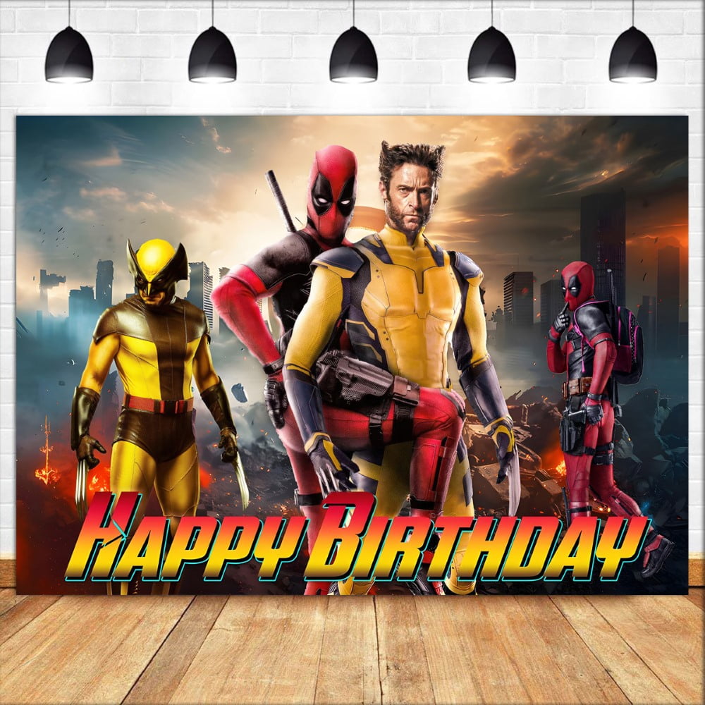 Deadpool and Wolverine Theme Birthday Flag Background Banner Children's ...