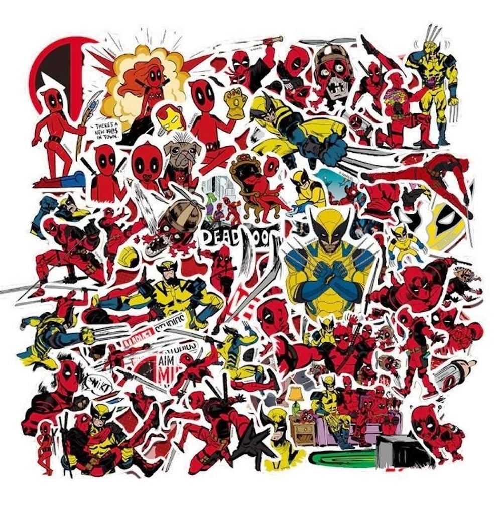 Deadpool and Wolverine Themed Set of 50 Assorted Stickers Decal Set ...